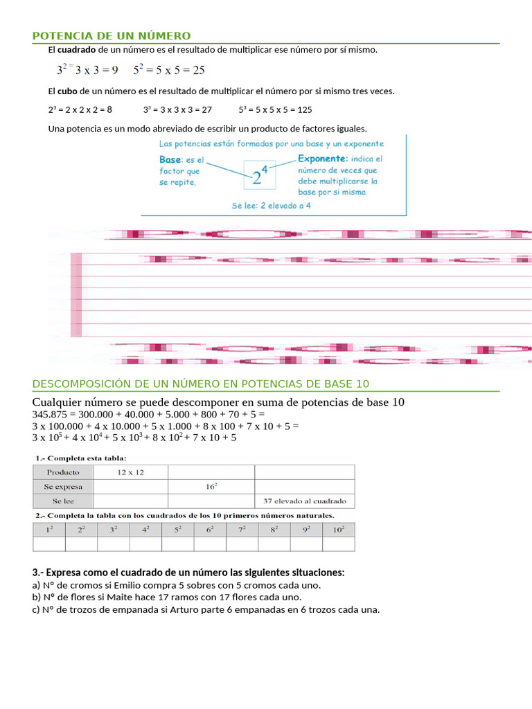 1 Secuencia de Potencias y Raices 7MO GRADO | PDF
