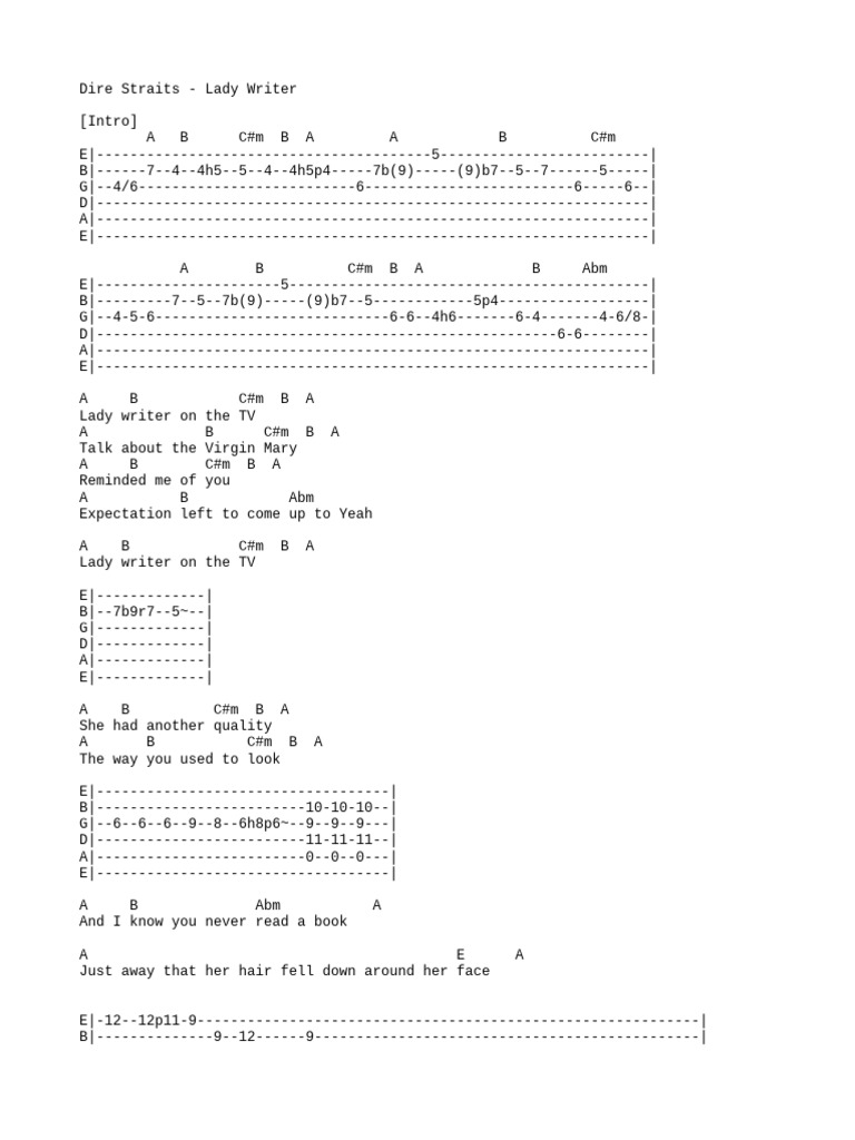 Dire Straits - Lady Writer | PDF