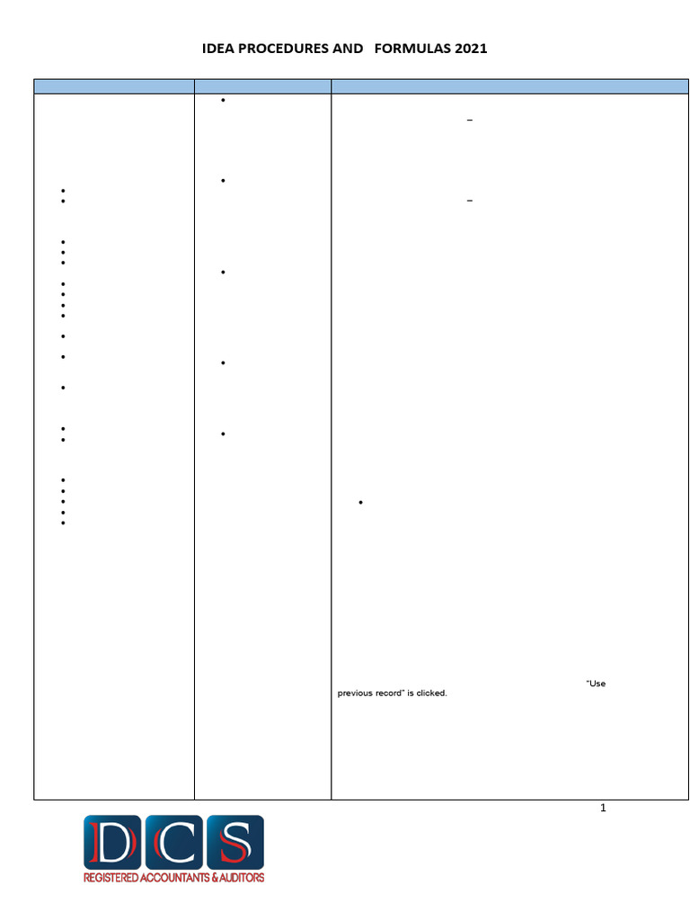 IDEA Audit Procedures - 2021 | PDF