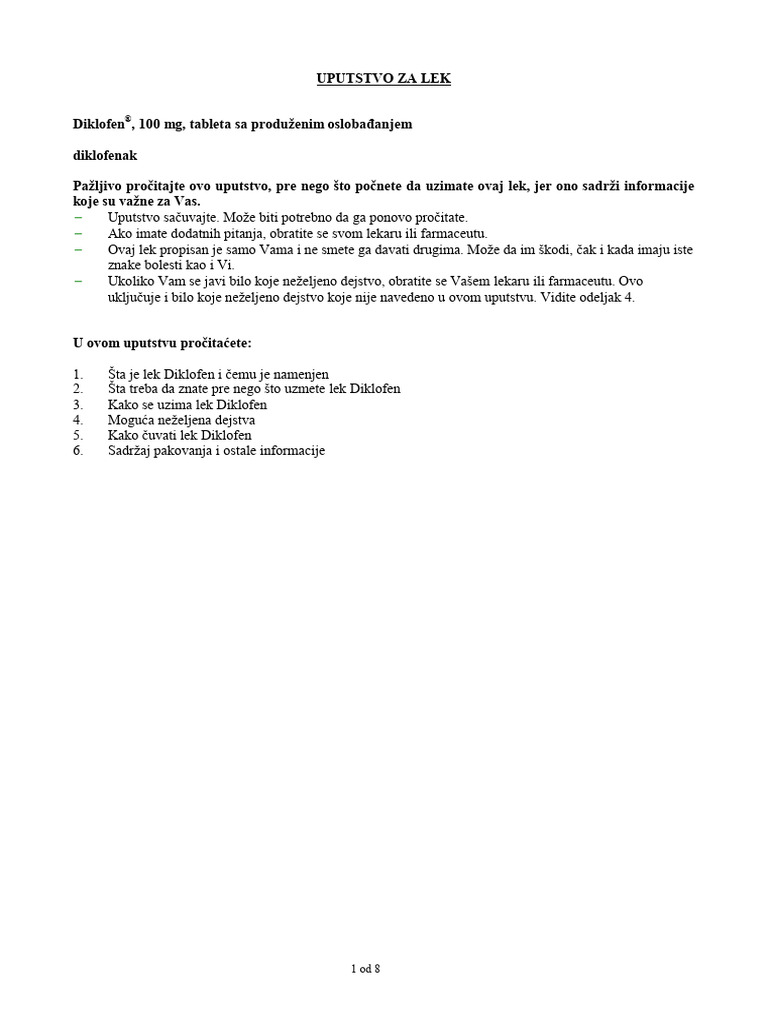 Uputstvo Za Lek | PDF