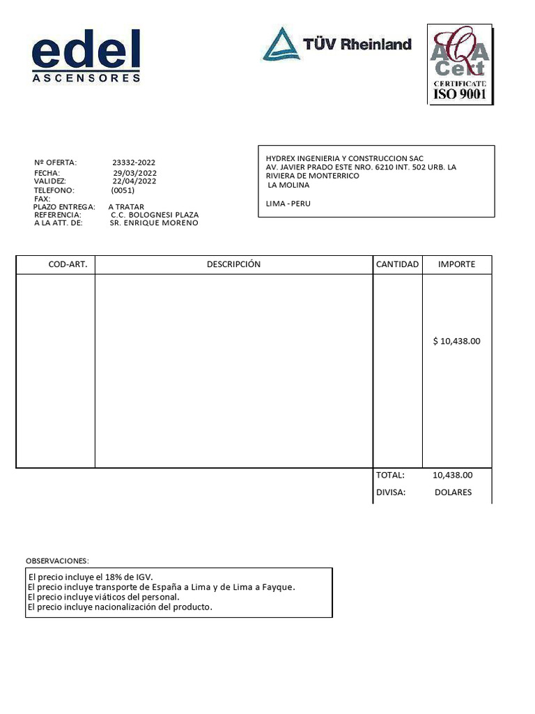 CC Bolognesi Oferta 23332-22 | PDF