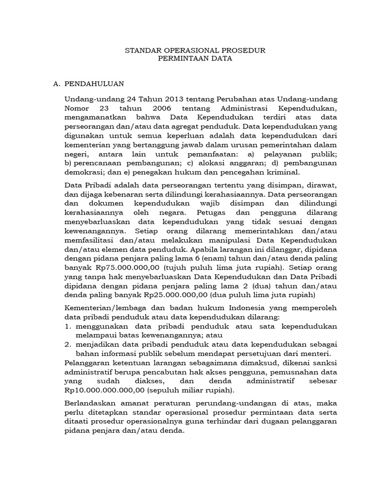 Sop Permintaan Data & Penjelasannya - Tte | PDF