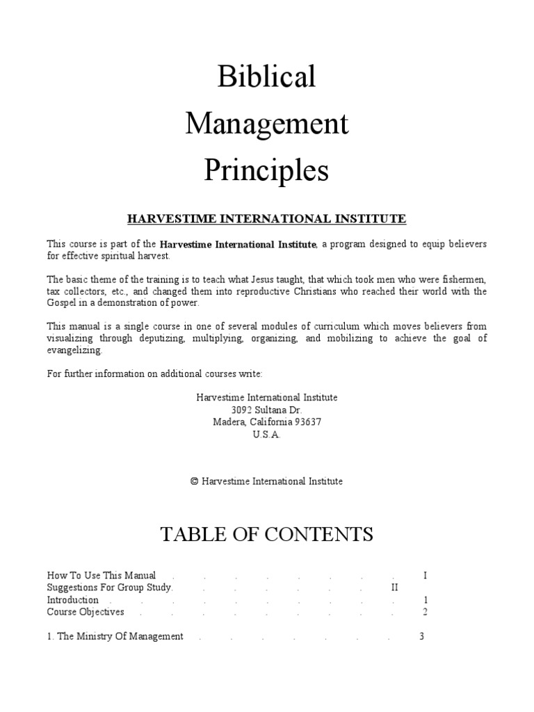 Biblical Management Principles | Download Free PDF | Elder ...
