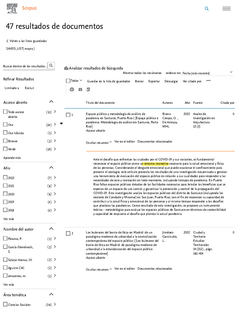 Scopus - Lista guardada_ mayra _ Registrado-RESUMENES | PDF