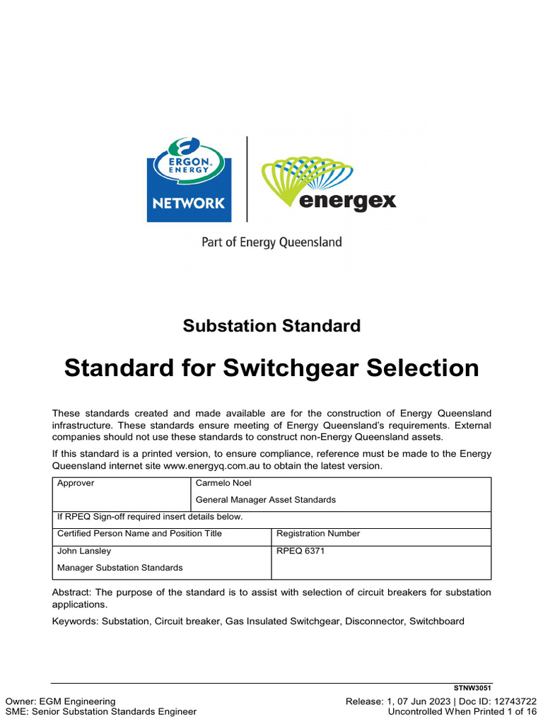 Standard For Switchgear Selection | PDF