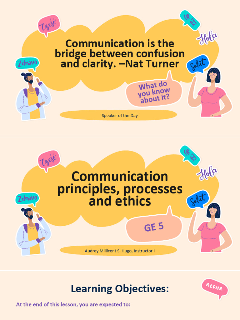 Lesson One-Communication Process, Models, Principles and Ethics | PDF
