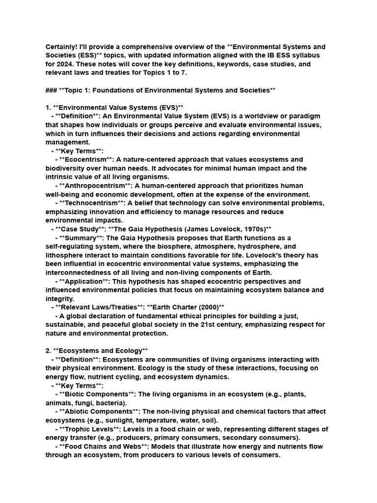 ESS Detail Notes | PDF