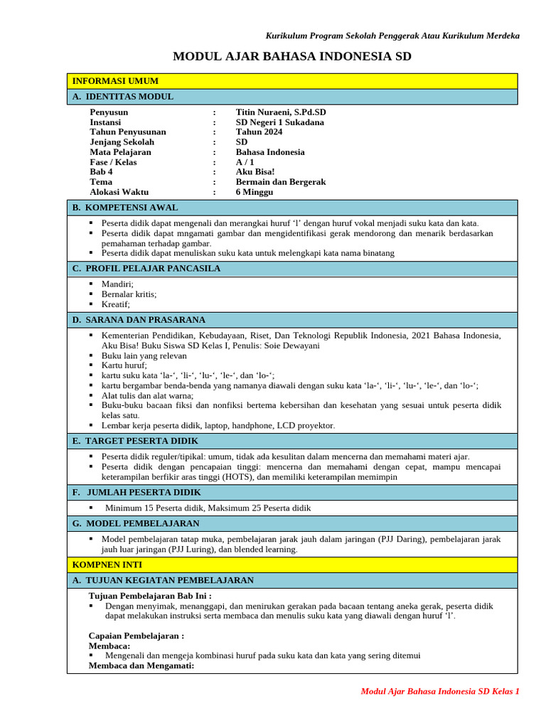 BAB 4 - MA B Indo Kls 1 | PDF