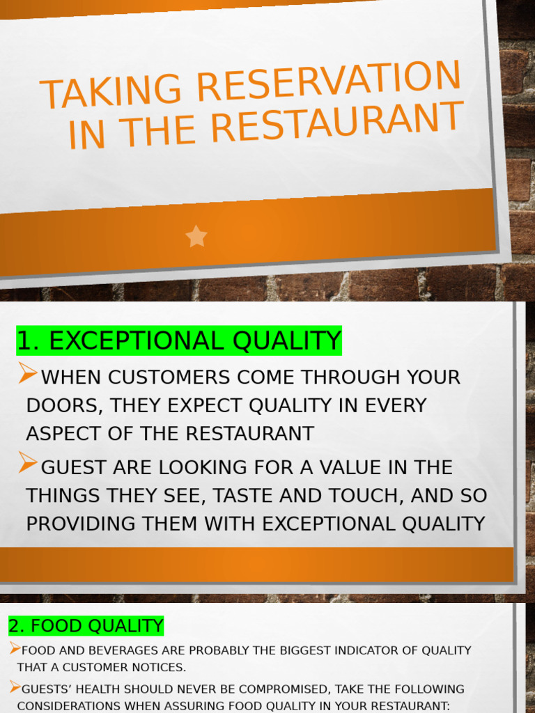Taking Reservation in The Restaurant (Week 2) | PDF