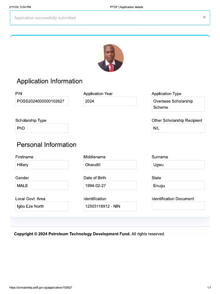 PTDF Application Slip | PDF