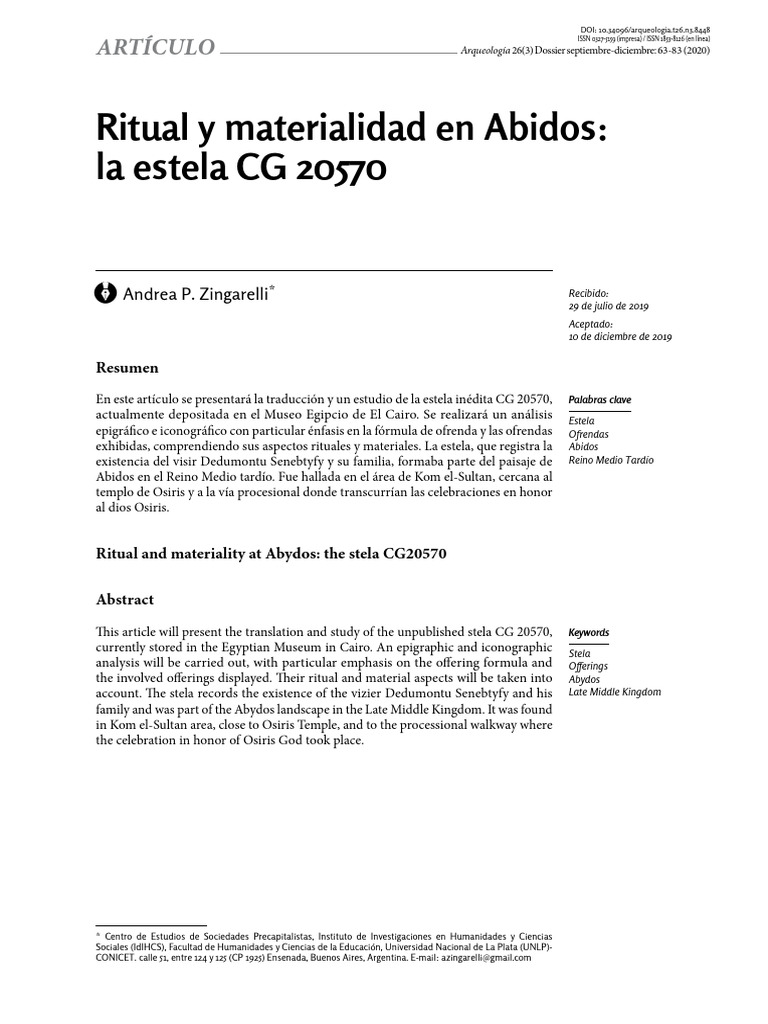 Estela CG 20570: Ritual y Materialidad en Abidos | PDF | Osiris | Memoria