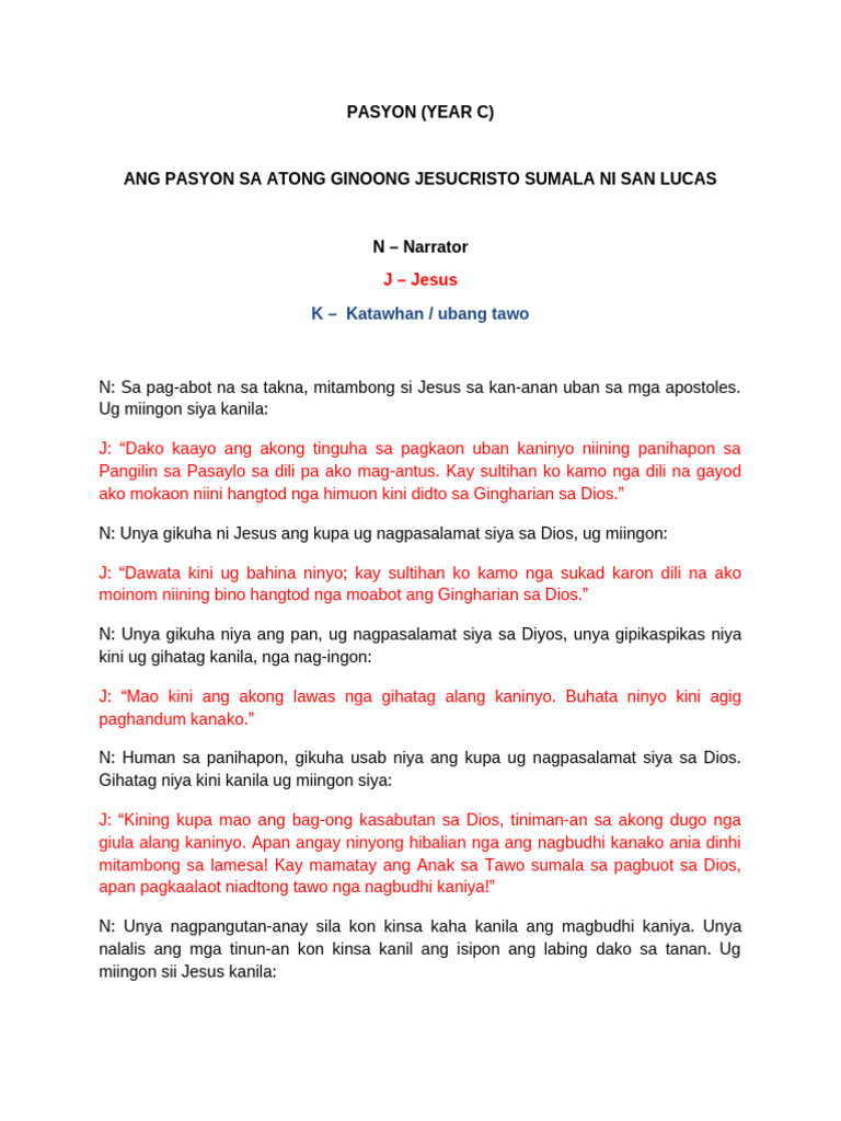 Pasyon (Year C) | PDF