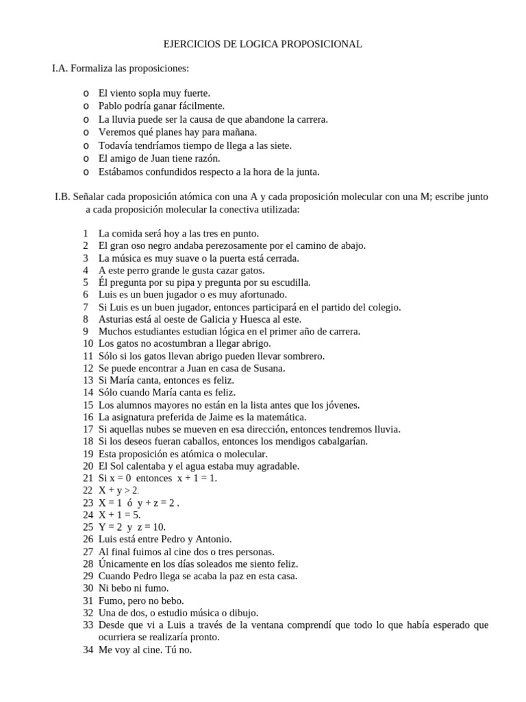 Ejercicios de Logica Proposicional | PDF