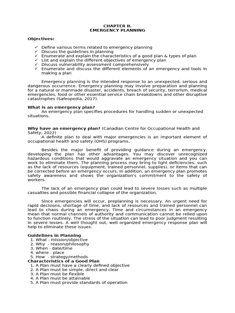 Emergency Planning | PDF