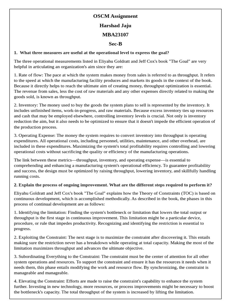 OSCM Assignment | PDF