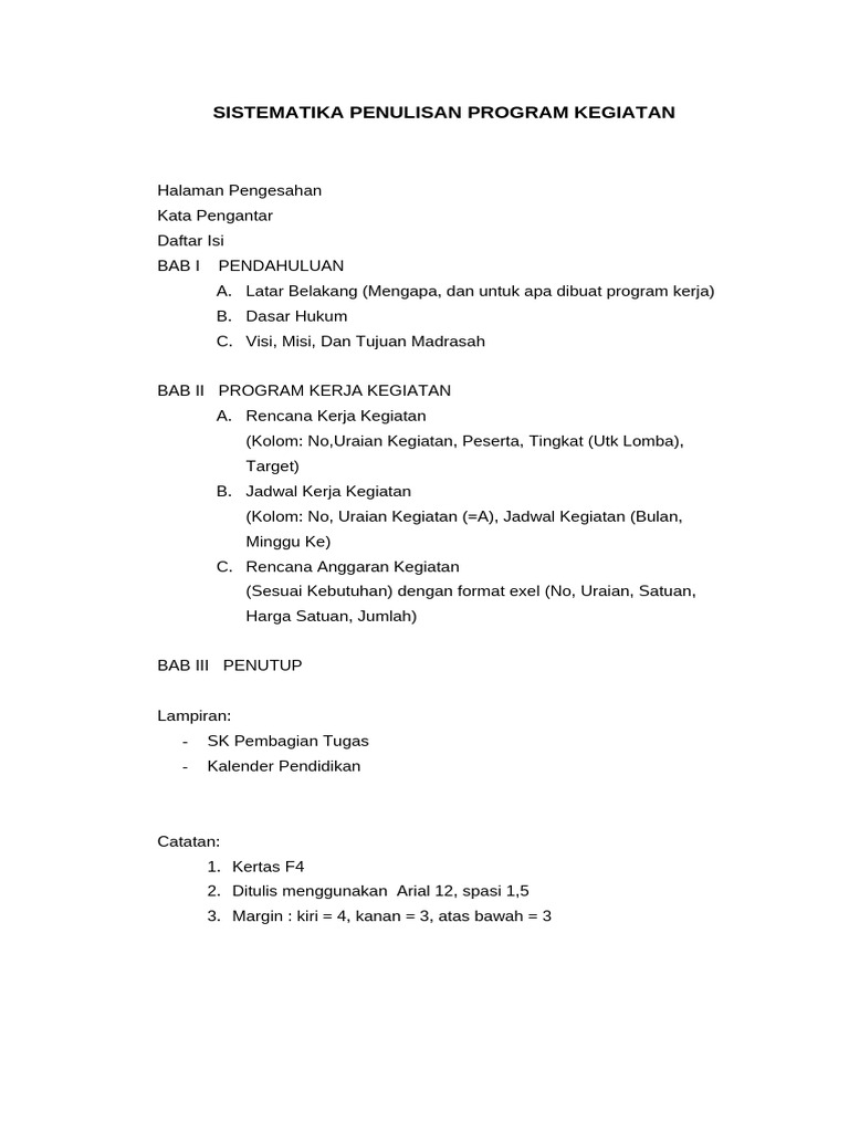 Panduan Penulisan Program Kegiatan | PDF