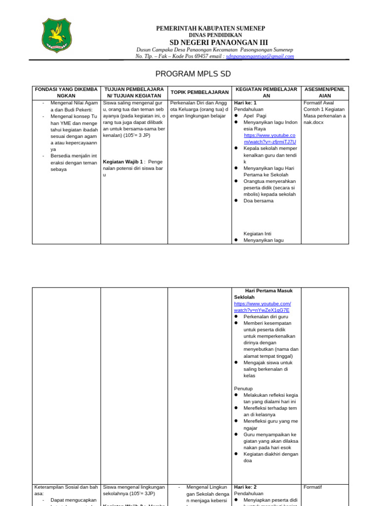 05 Lampiran Program MPLS 2024-2025 | PDF