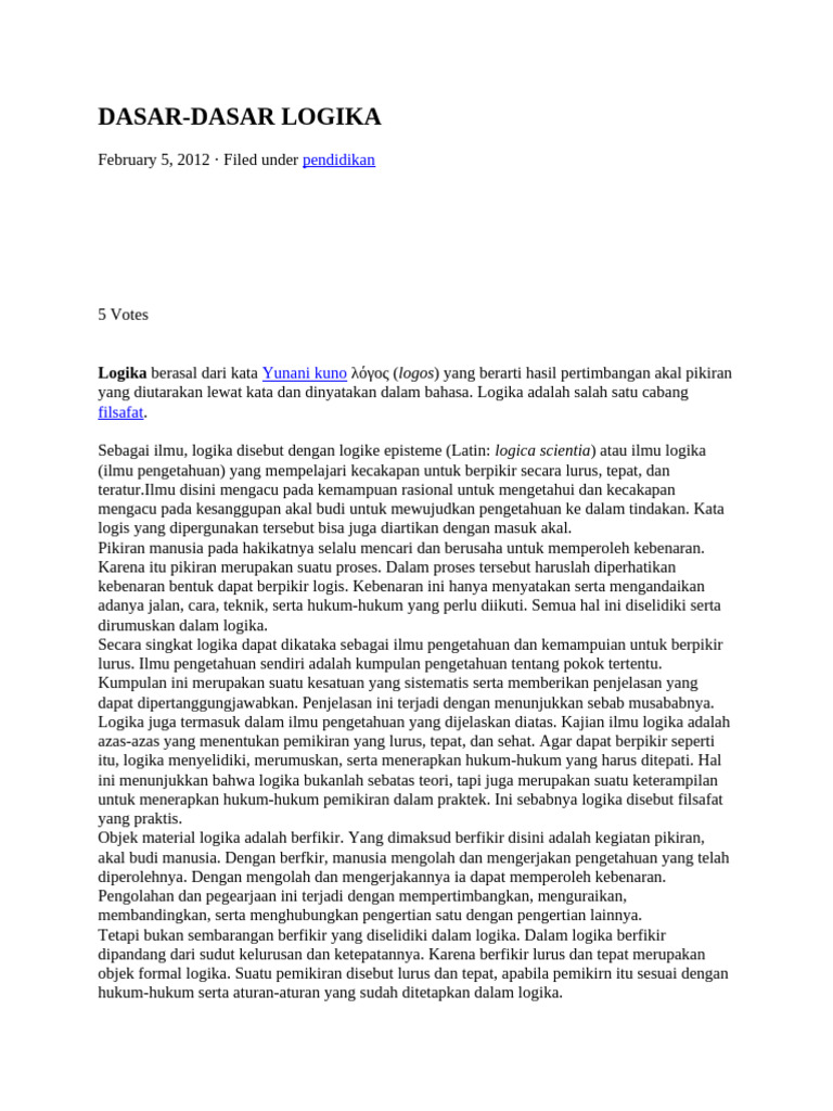 Dasar Ilmu Logika | PDF