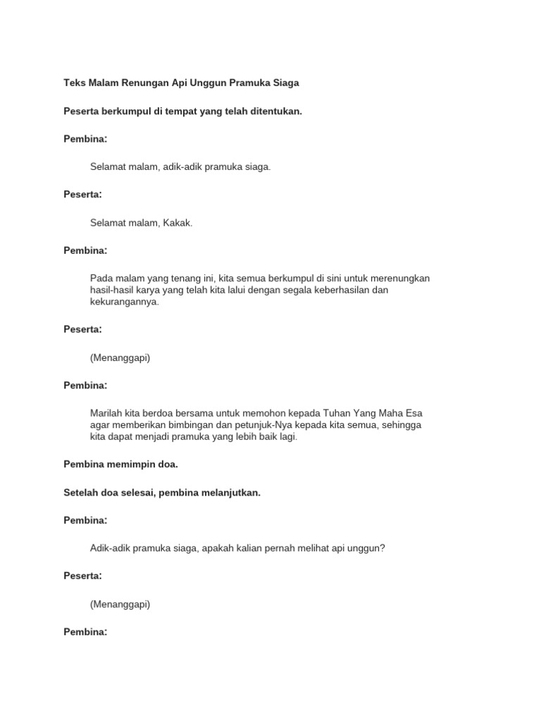 Teks Malam Renungan Api Unggun Pramuka Siaga | PDF