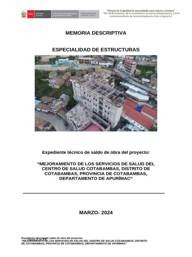 Memoria Descriptiva Estructuras | PDF | Hormigón | Fundación (Ingeniería)