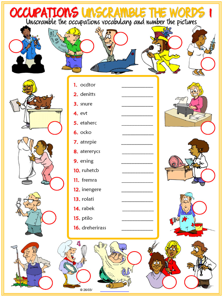 Unscramble Occupations Worksheet | PDF | All Rights Reserved ...