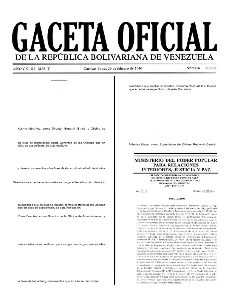 Gaceta Oficial 40858 2016 | PDF