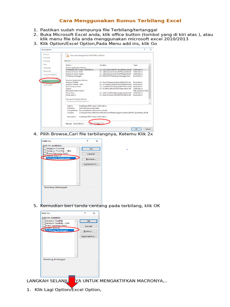 Cara Menggunakan Rumus Terbilang Excel | PDF