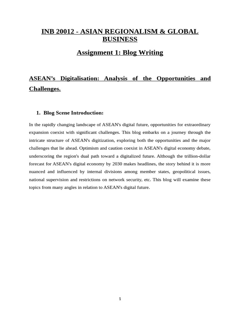 Inb 20012 - Blog Writing Assignment 1 | PDF | Trade | Protectionism