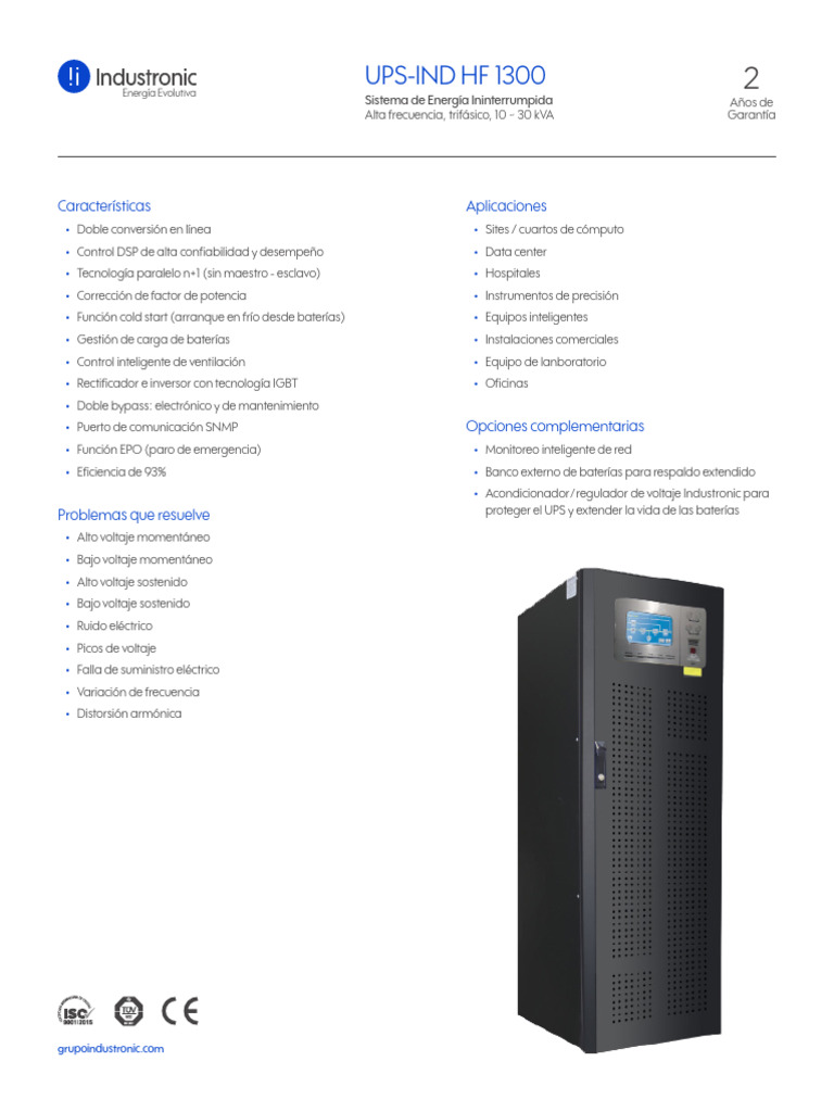 22 Ficha Técnica UPS HF 1300 10 30 | PDF