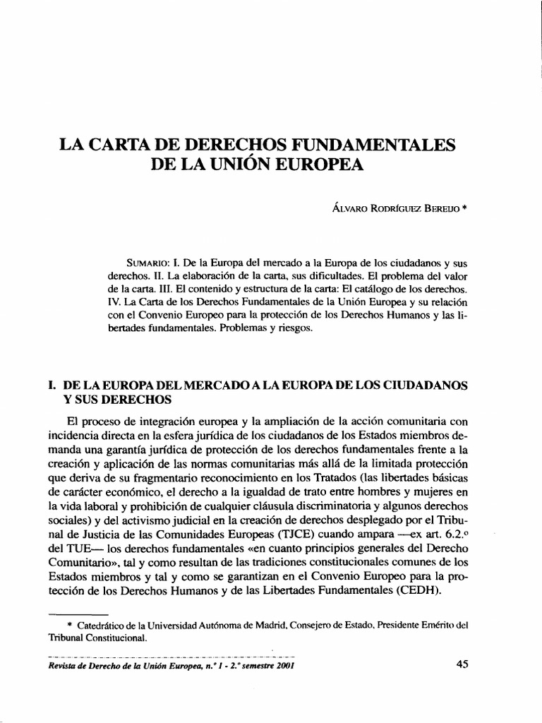 Derechos Fundamentales en la UE | PDF | Convenio europeo de derechos ...