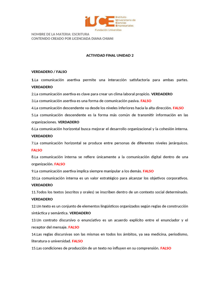 Actividad Final - Unidad 2 | PDF