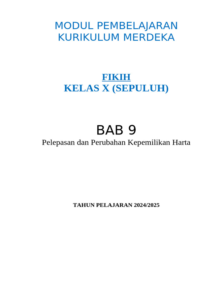 Fikih - 10 Modul Bab 9 | PDF