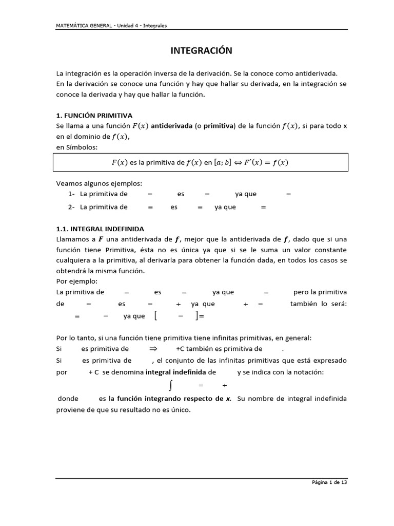Teoría Unidad 4 - INTEGRALES | PDF