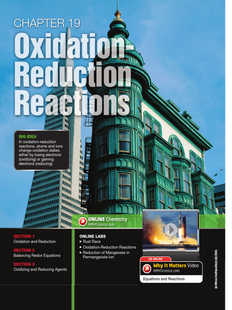 Chapter 19 Oxidation Reduction Reactions | PDF