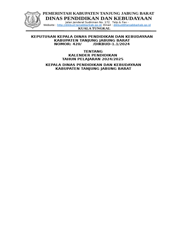 Draft SK Kaldin Tahun 2024-2025 revisi | PDF