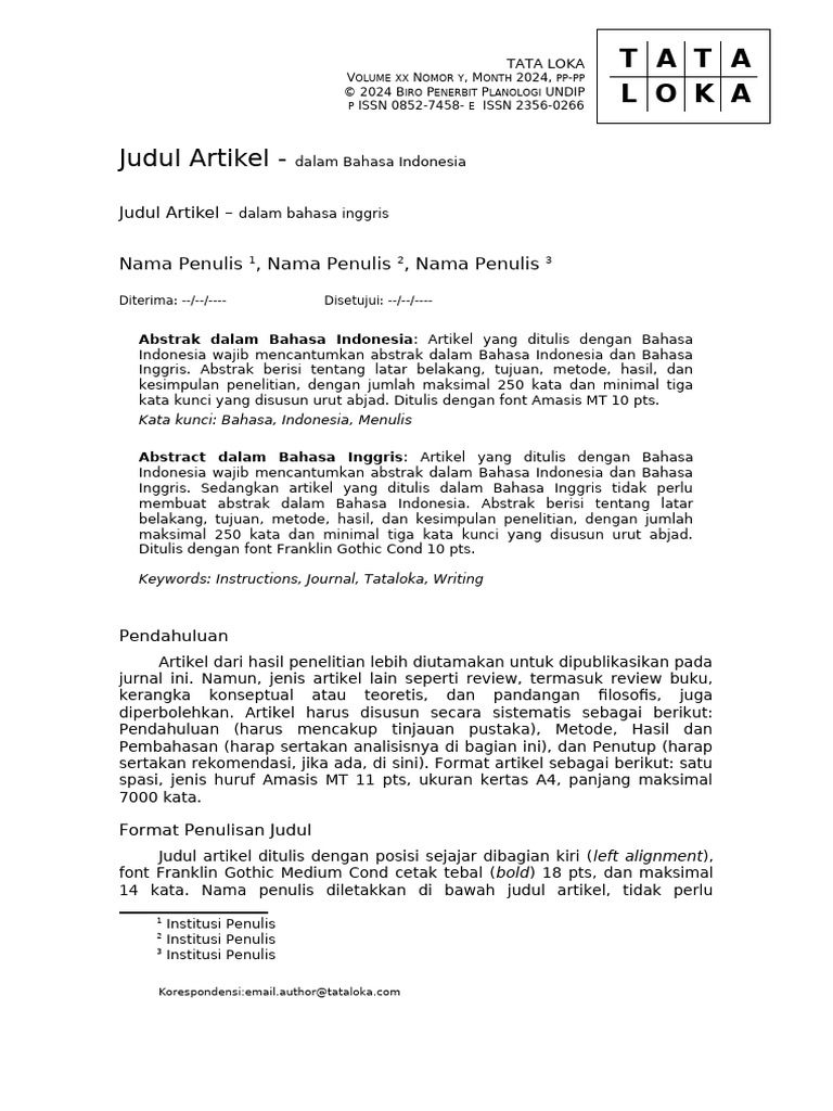 Template Manuscript in Bahasa 2024 | PDF