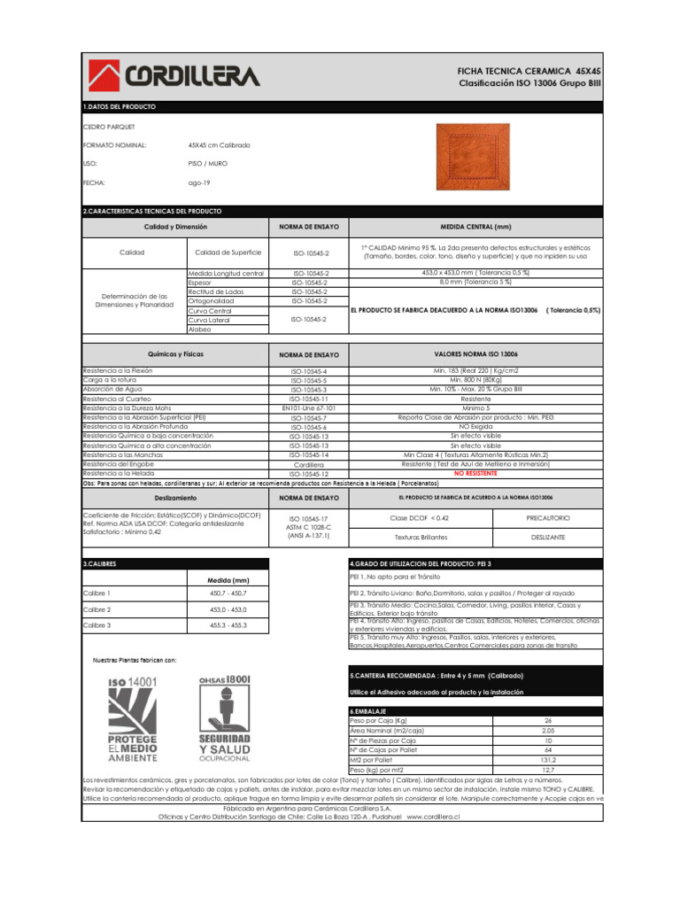 FICHA TECNICA CEDRO PARQUET | PDF