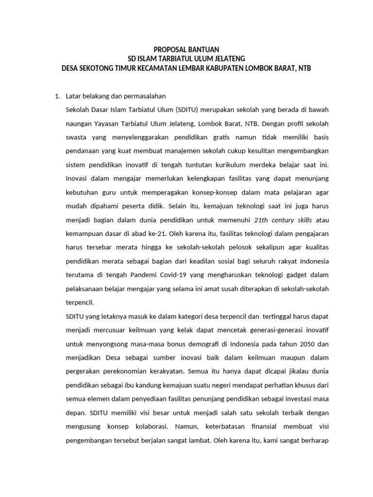 Proposal Untuk Aki Suhartono | PDF