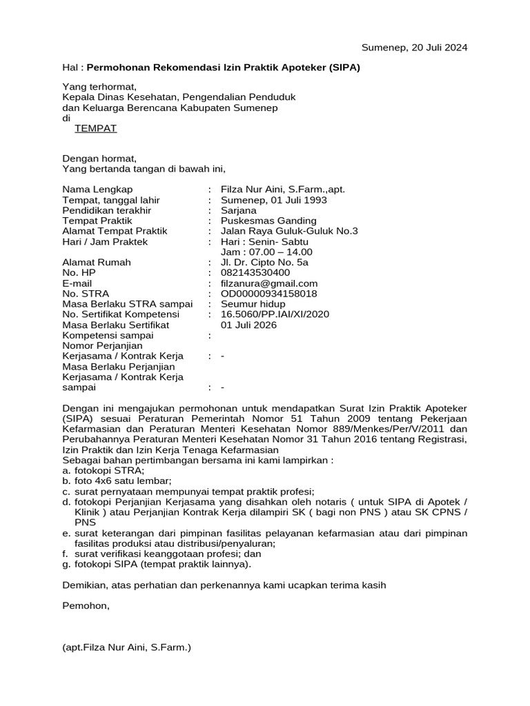 Permohonan REKOM SIPA | PDF