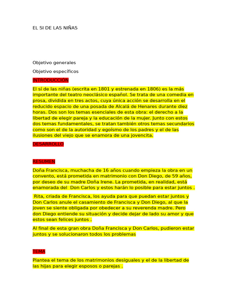 El Si de Las Niñas | PDF | Clásicos