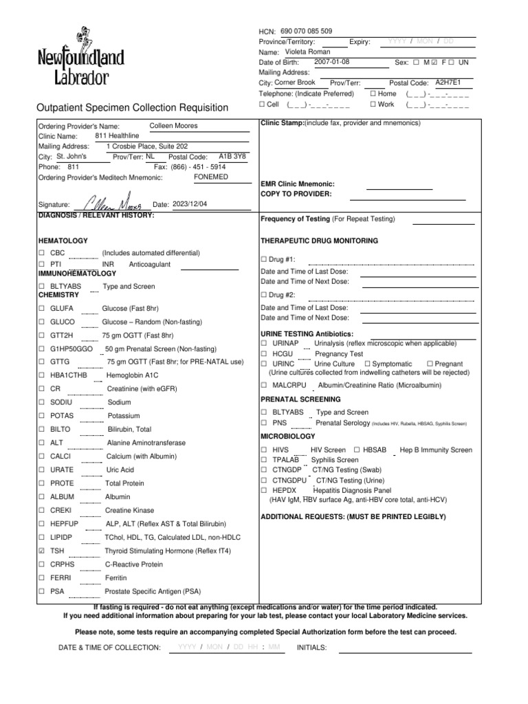 Lab Requisition 2103588 | PDF