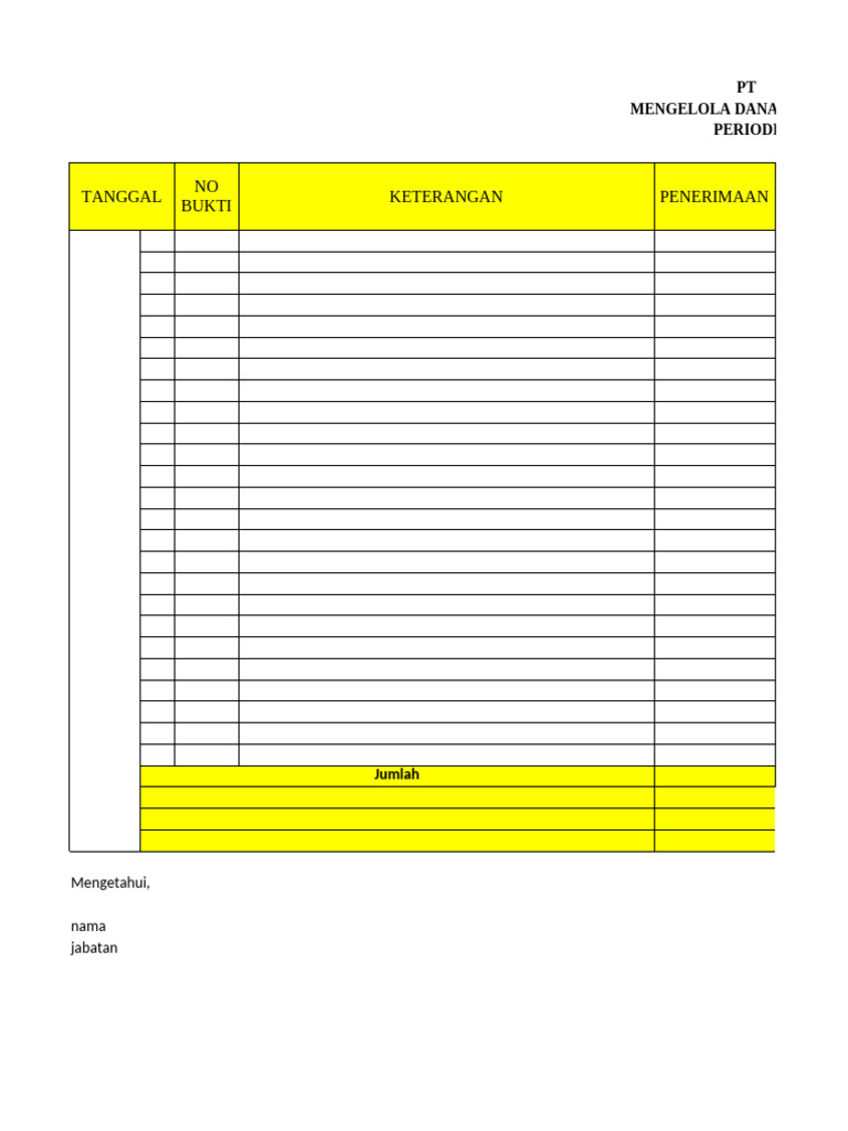 Template Dan Kas Kecil | PDF