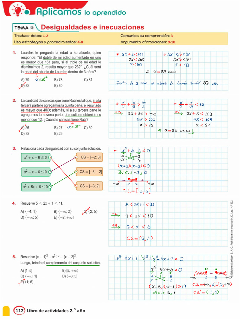 2DO - CAP. 08 - INECUACIONES DE SEGUNDO GRADO | PDF