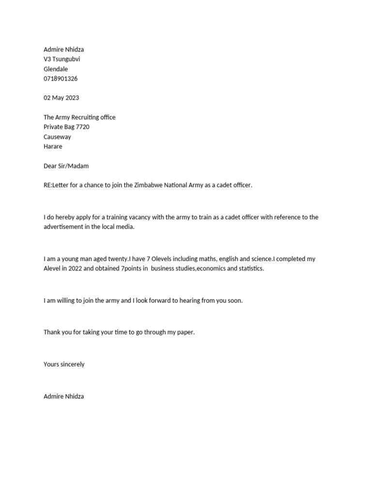 Application Letter ZNA | PDF