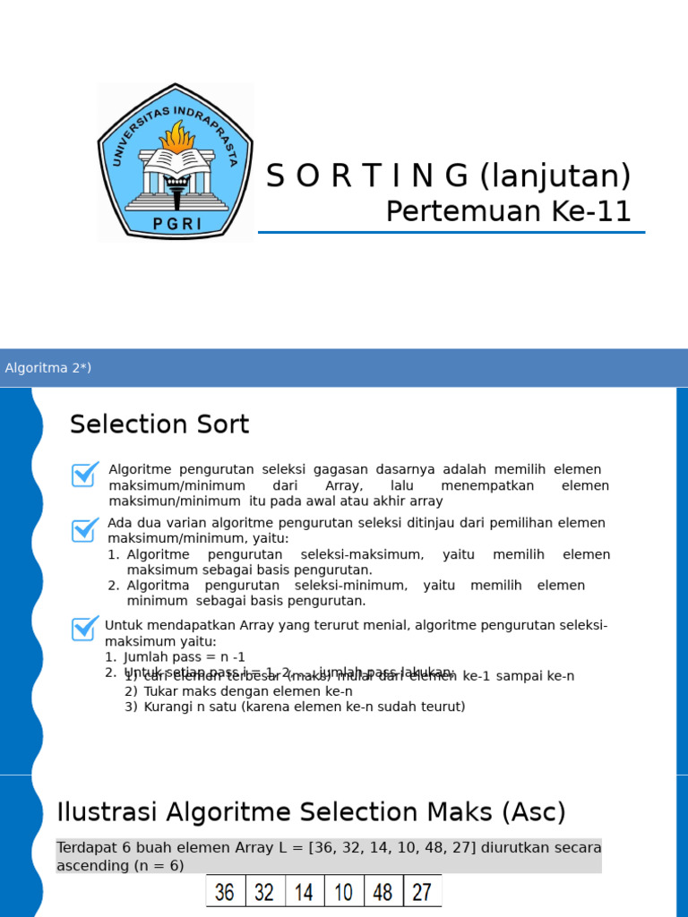 Pertemuan-11 Sorting (Lanjutan) Z | PDF