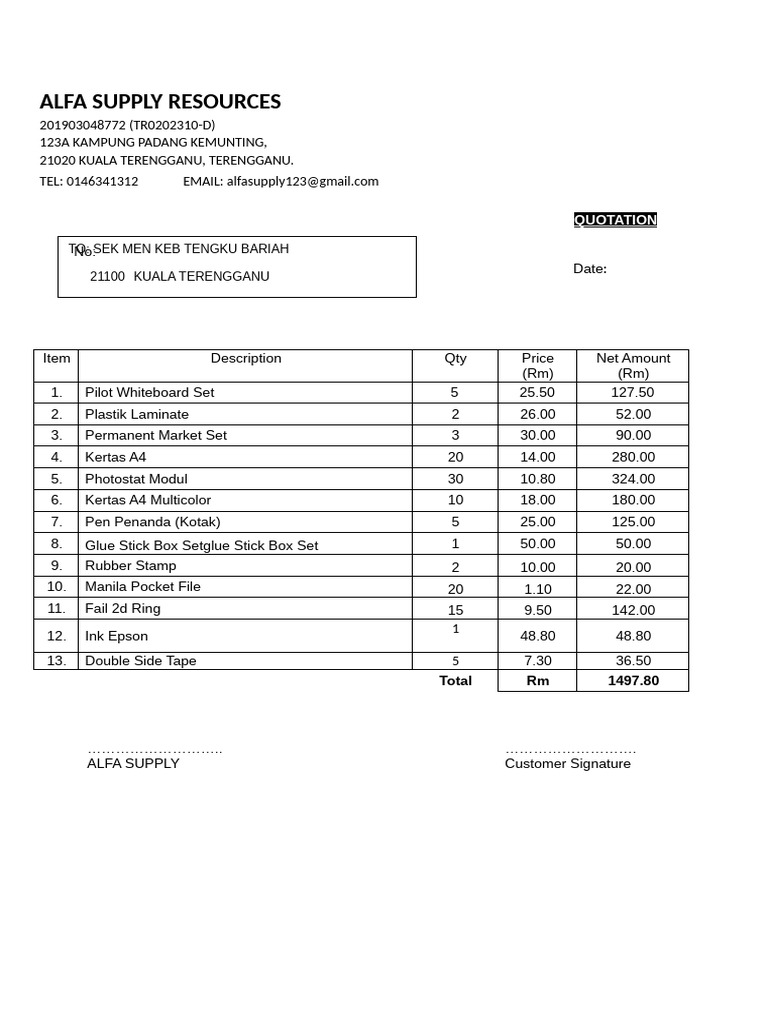 Alfasupply Quatation | PDF