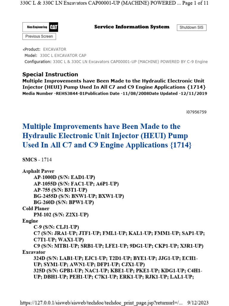 325DL XIRE Multiple Improvements Have Been Made To The Hydraulic Electronic Unit Injector (HEUI ...