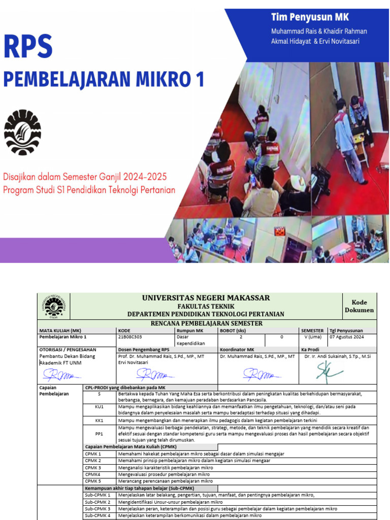 RPS Pembelajaran Mikro 1 - 2024 - 2025 | PDF