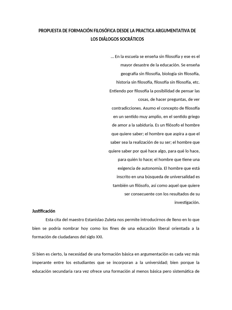 Diseño Curso de Argumentacion Socrática | PDF