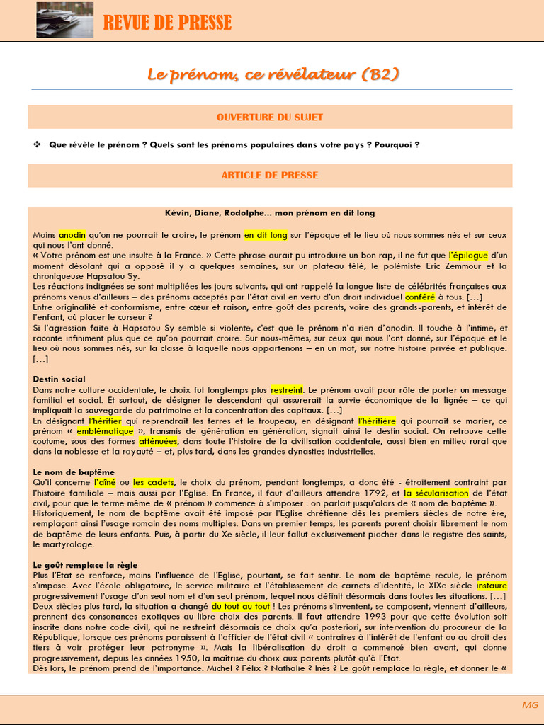 Le Prénom | PDF